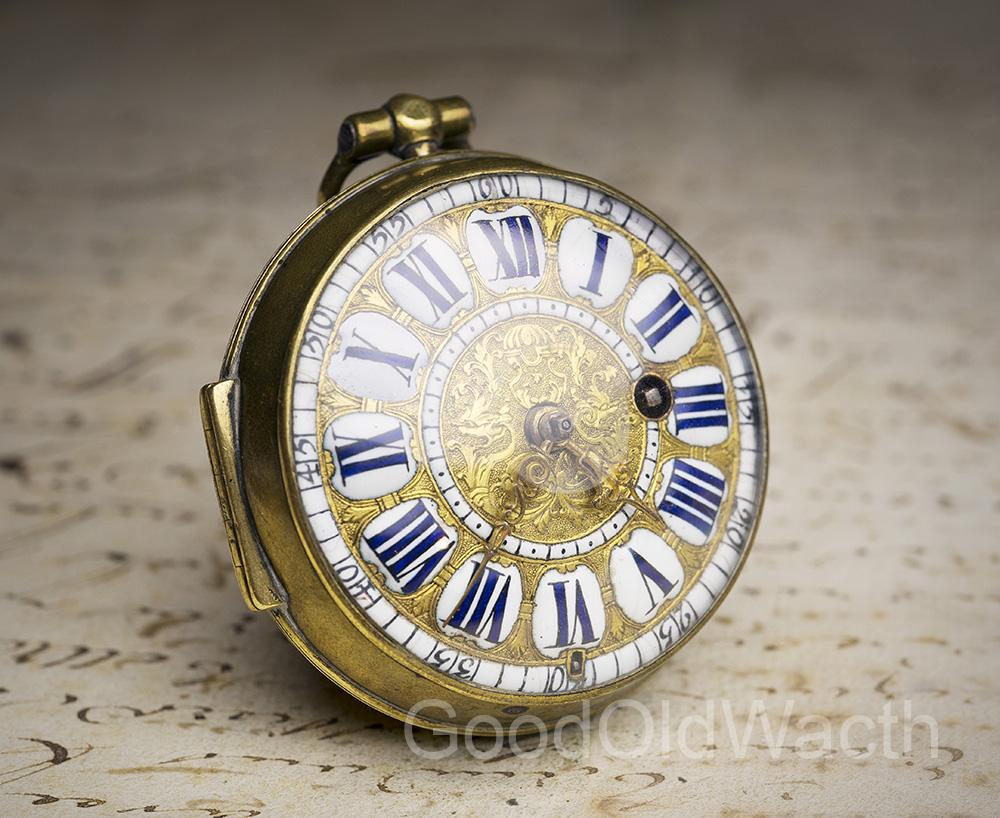 1700s LOUIS XIV OIGNON Verge Fusee Antique Pocket Watch MONTRE COQ ...